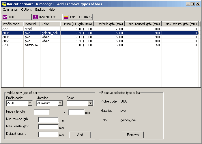 Documentation Bar Cut Optimizer Manager